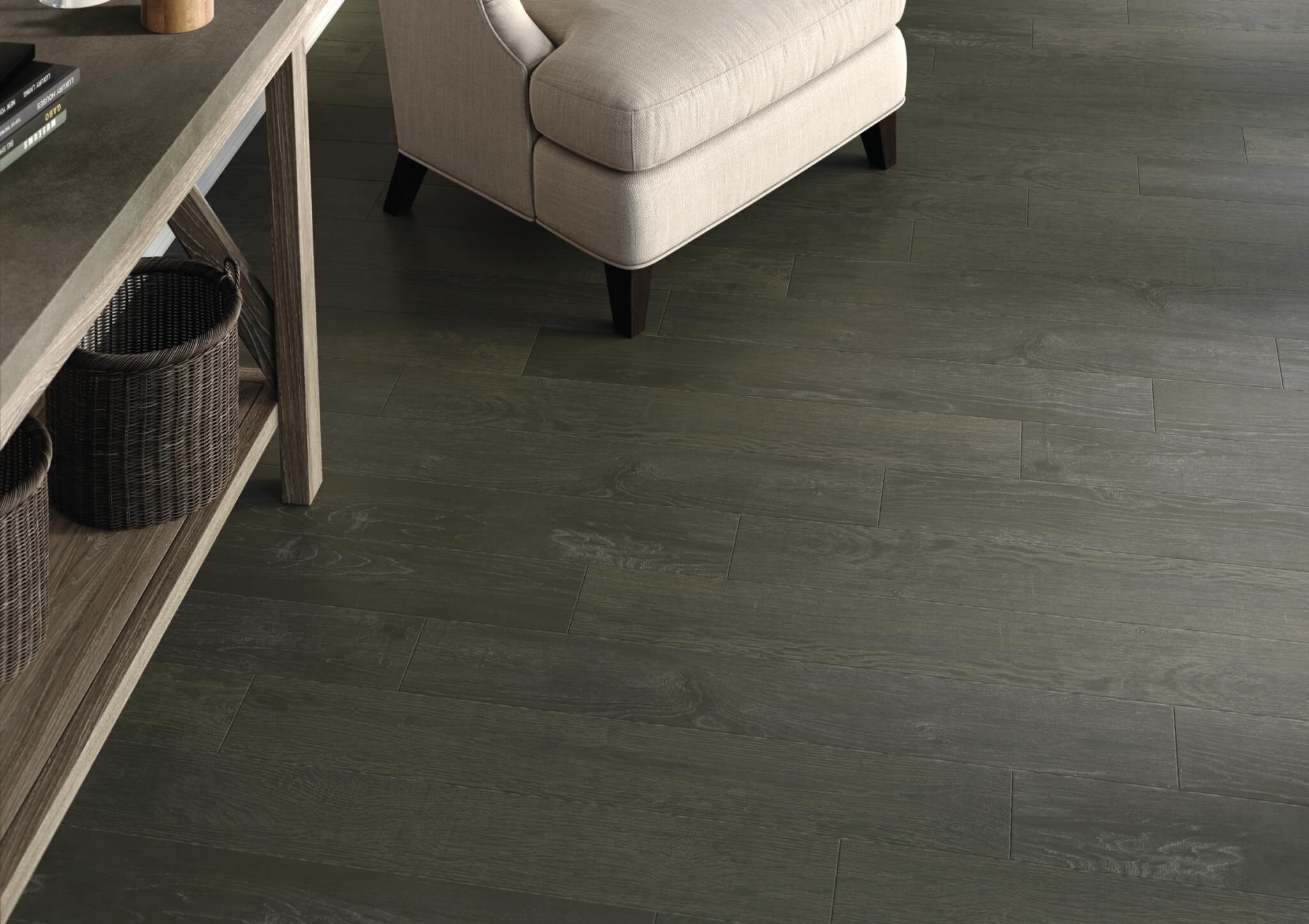 Smokey Gray-Brown Wood-Look Tile Flooring | Why Tile